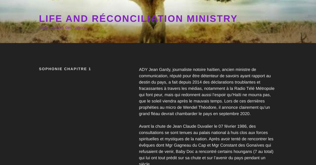 Sophonie chapitre 1 – Life and Réconciliation Ministry